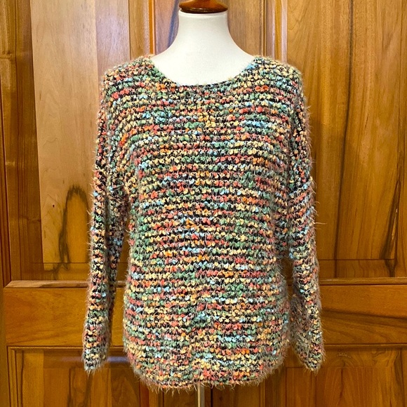 Mystree | Sweaters | Mystree Fuzzy Rainbow Chenille Sweater Size Tag ...